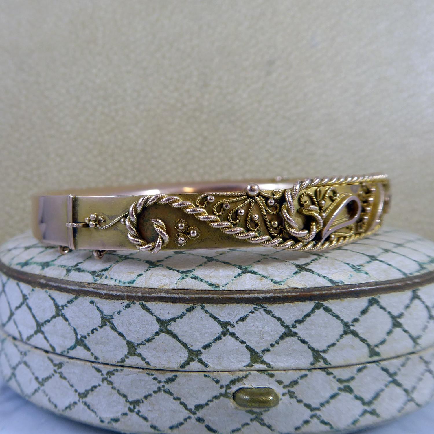 Antique Victorian Rose Gold Bangle, circa 1900, Hallmarked Chester ...
