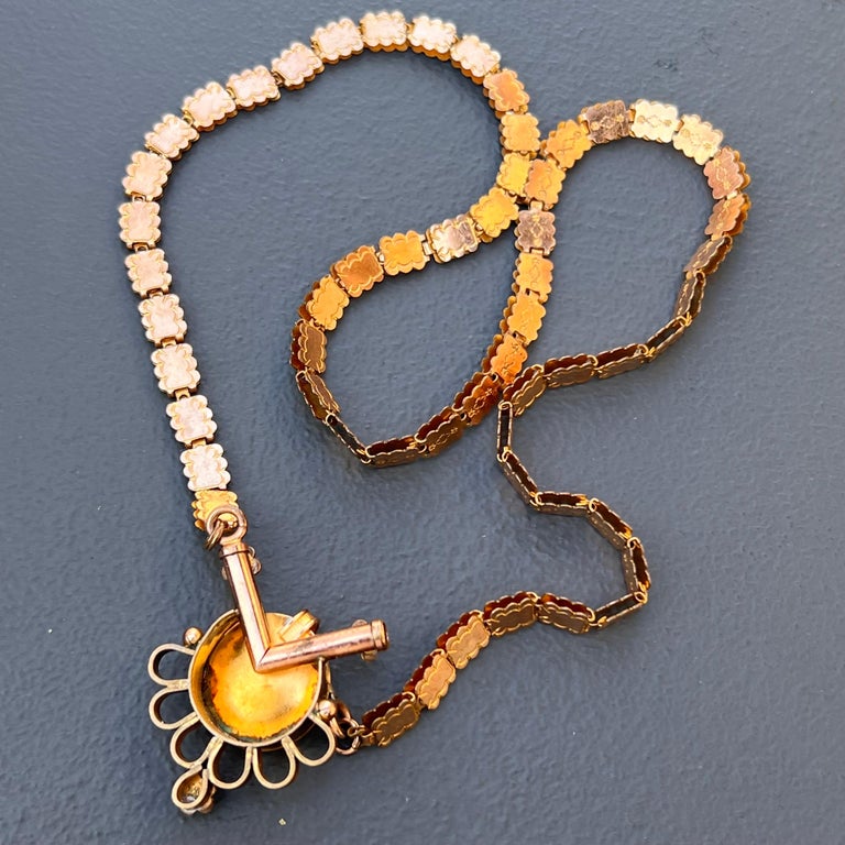 Antique Victorian Rose Gold Filled Book Chain Necklace For Sale at 1stDibs