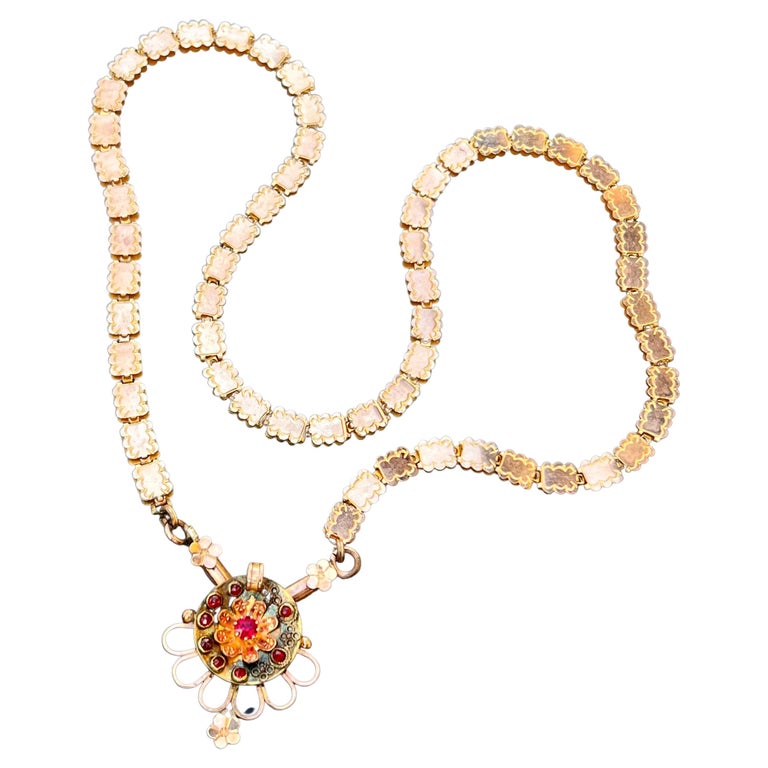 Antique Victorian Rose Gold Filled Book Chain Necklace For Sale at 1stDibs