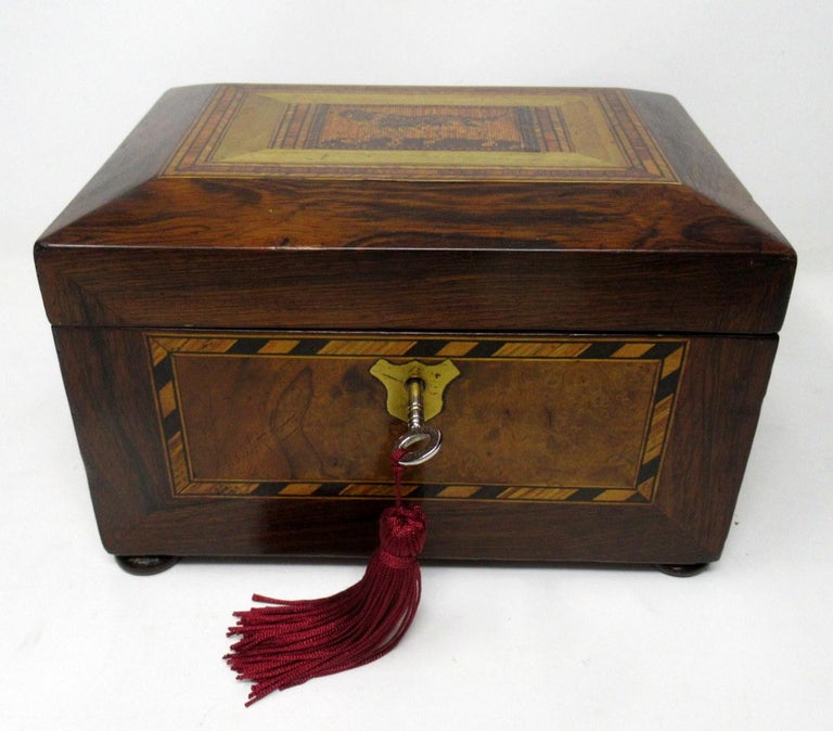 Antique Victorian Mahogany Tunbridge Ware Double Tea Caddy Box, 19th ...