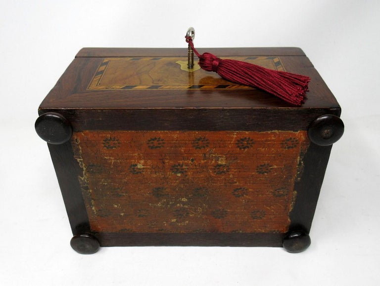 Antique Victorian Mahogany Tunbridge Ware Double Tea Caddy Box, 19th ...