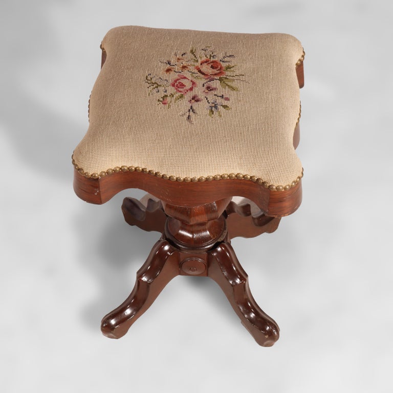 Antique Victorian Rosewood with Needlepoint Piano Stool, circa 1880 For ...