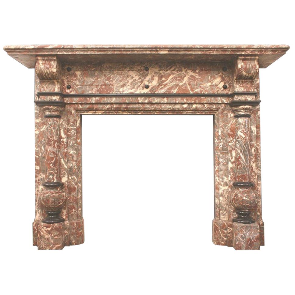 Late Victorian Antique Rouge Marble Fireplace Surround For Sale at 1stDibs