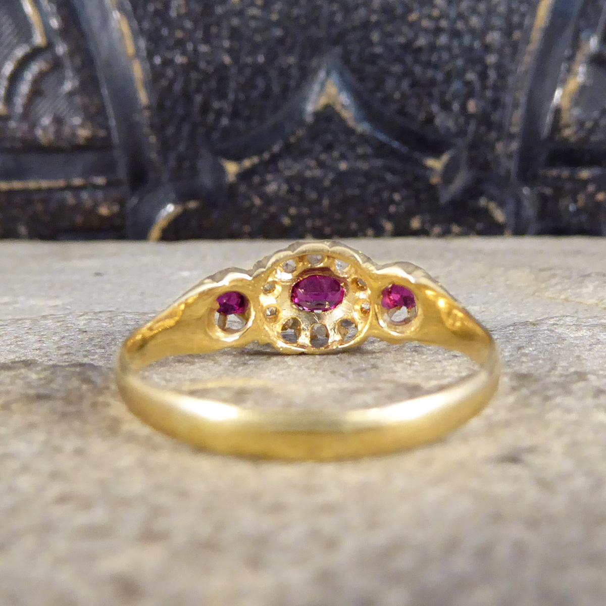Antique Victorian Ruby and Diamond Cluster Ring with Ruby Shoulders in ...