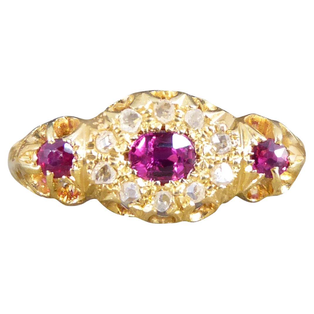Antique Ruby and diamond cluster ring at 1stDibs