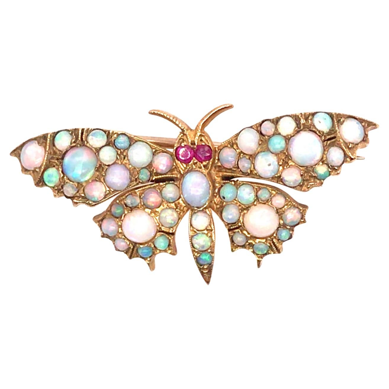 Victorian Diamond, Tiger's Eye, Opal and Ruby Bee Pin at 1stDibs