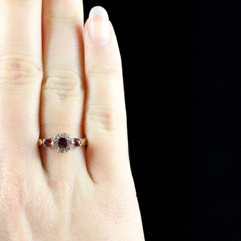 Antique Victorian Ruby Diamond Cluster Ring 18 Carat Gold, circa 1880 ...