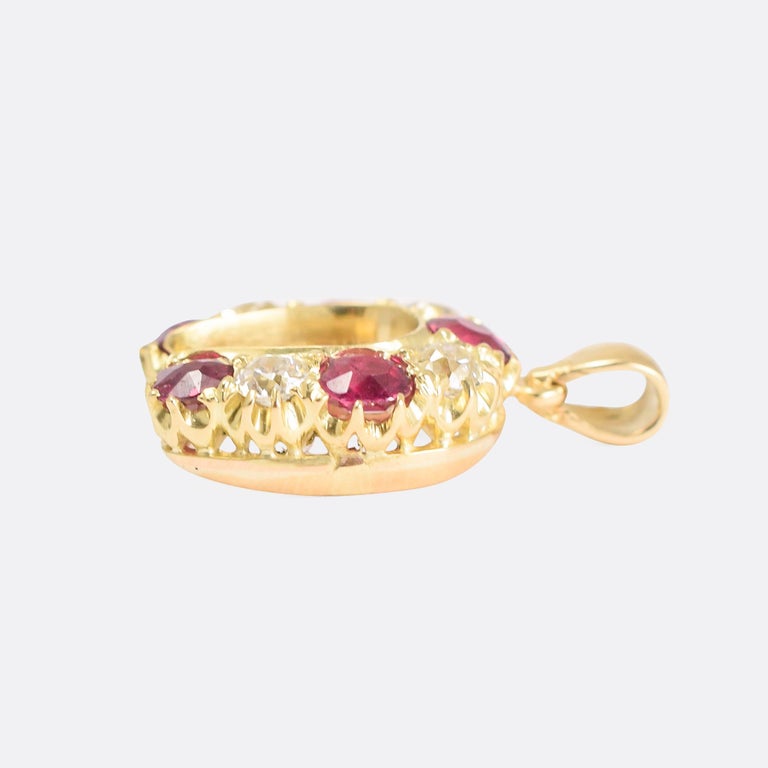 Antique Victorian Ruby Diamond Lucky Horseshoe Pendant at 1stDibs ...