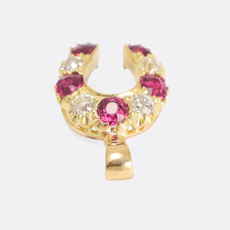 Antique Victorian Ruby Diamond Lucky Horseshoe Pendant at 1stDibs ...