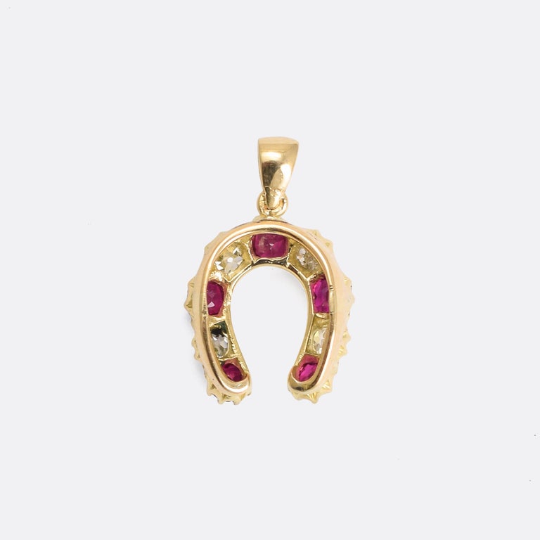 Antique Victorian Ruby Diamond Lucky Horseshoe Pendant at 1stDibs ...