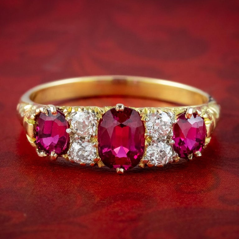 Antique Victorian Ruby Diamond Ring 1.1ct Ruby For Sale at 1stDibs