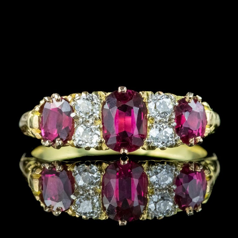 Antique Victorian Ruby Diamond Ring 1.1ct Ruby For Sale at 1stDibs