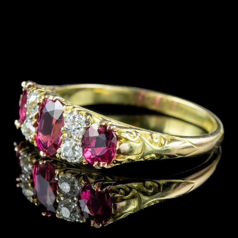 Antique Victorian Ruby Diamond Ring 1.1ct Ruby For Sale at 1stDibs
