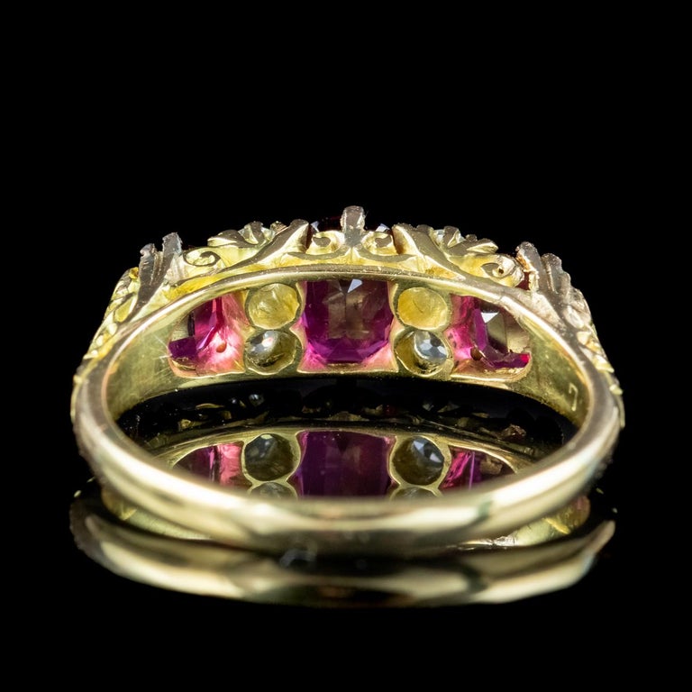 Antique Victorian Ruby Diamond Ring 1.1ct Ruby For Sale at 1stDibs