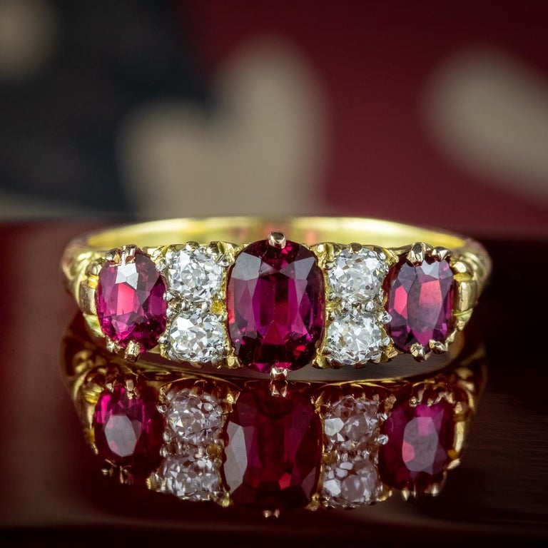 Antique Victorian Ruby Diamond Ring 1.1ct Ruby For Sale at 1stDibs