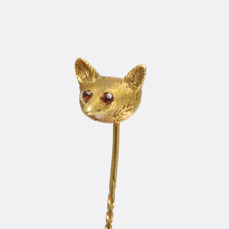 Antique Victorian Ruby Eyes Gold Fox Stick Pin at 1stDibs | fox eye ...