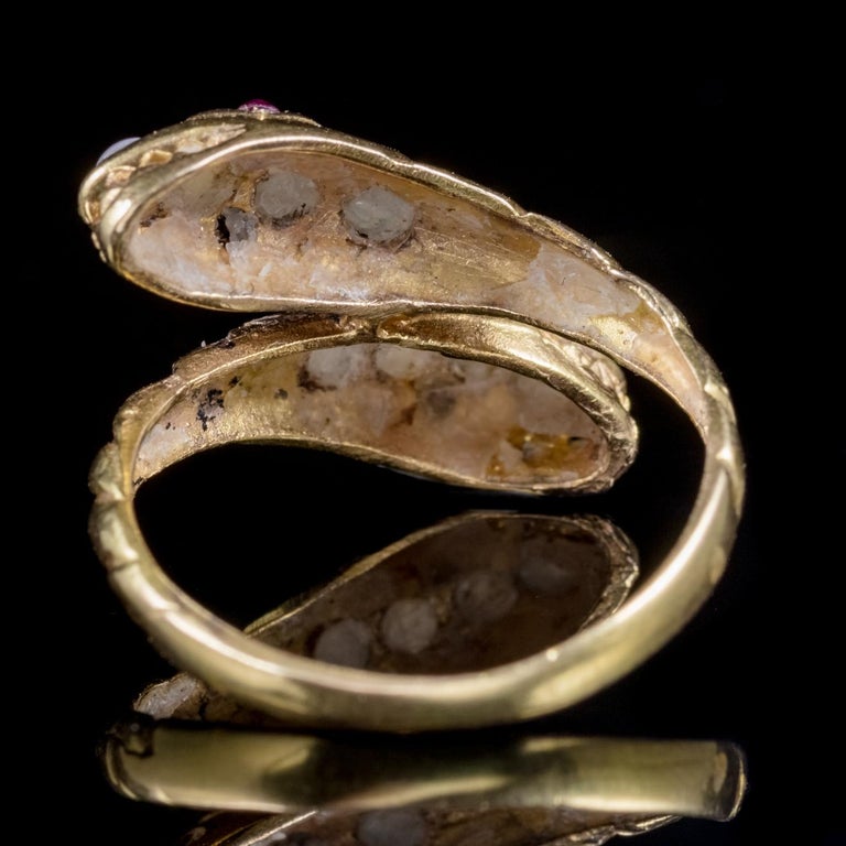 Antique Victorian Ruby Pearl Snake Ring 18 Carat Gold, circa 1880 For ...