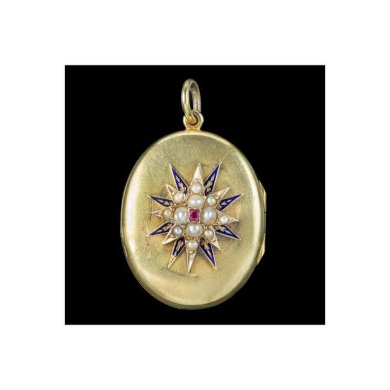 Antique Victorian Ruby Pearl Star Locket in 15 Carat Gold, circa 1880 ...