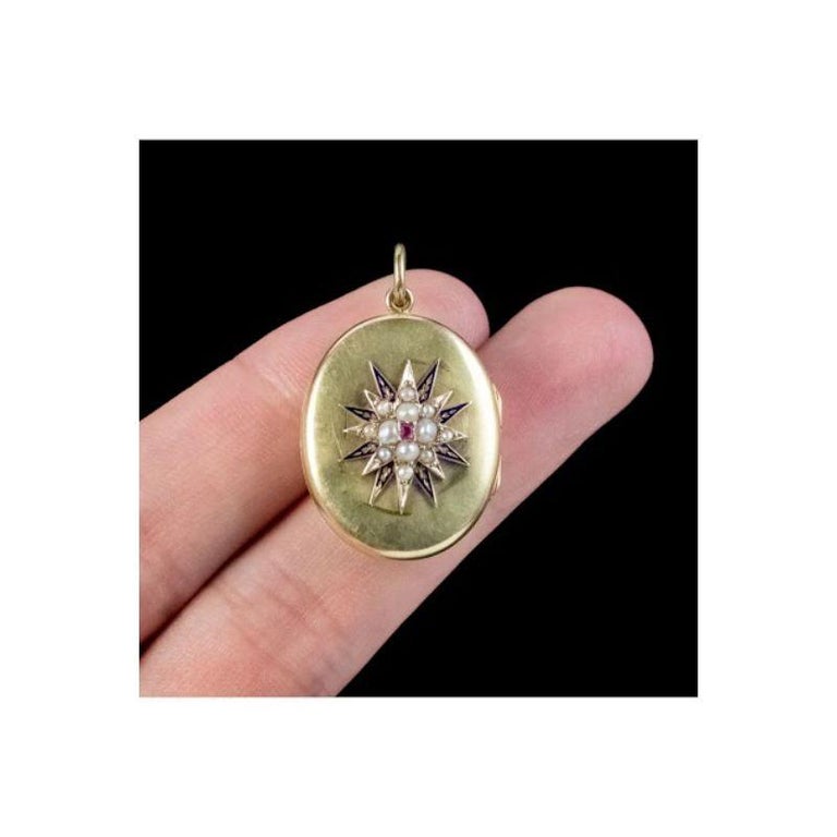 Antique Victorian Ruby Pearl Star Locket in 15 Carat Gold, circa 1880 ...