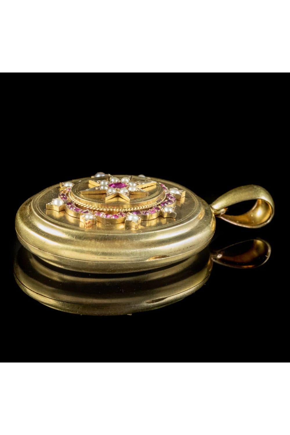 Antique Victorian Ruby Pearl Star Locket in 18ct Gold, circa 1880-1900 ...