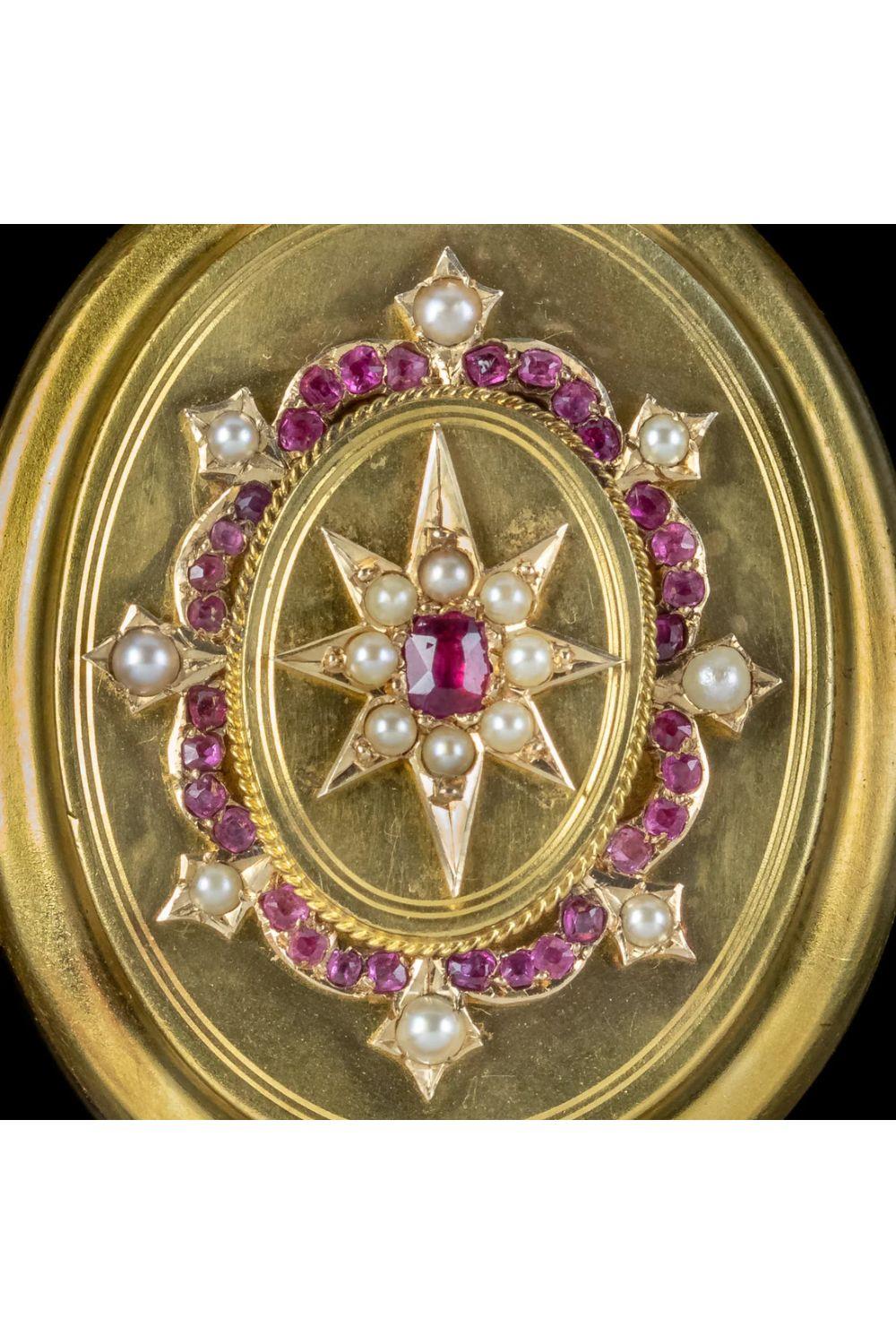 Antique Victorian Ruby Pearl Star Locket in 18ct Gold, circa 1880-1900 ...