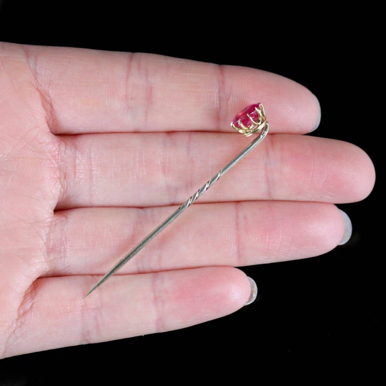 Antique Victorian Ruby Pin 18 Carat Gold, circa 1900 at 1stDibs
