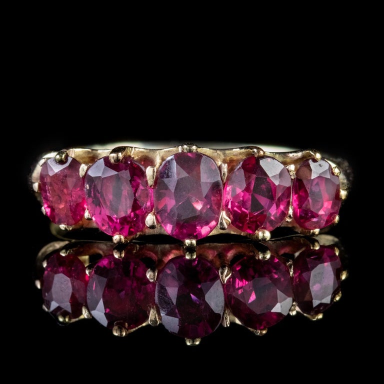 Antique Victorian Ruby Ring 2.90ct Natural Rubies 18ct Gold circa 1900 ...