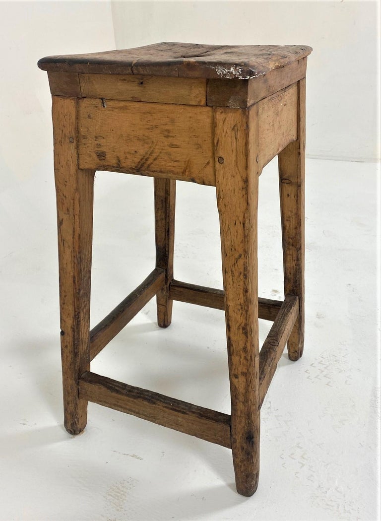 Tabouret en pin rustique antique victorien, banc, chaise, Écosse 1870 ...