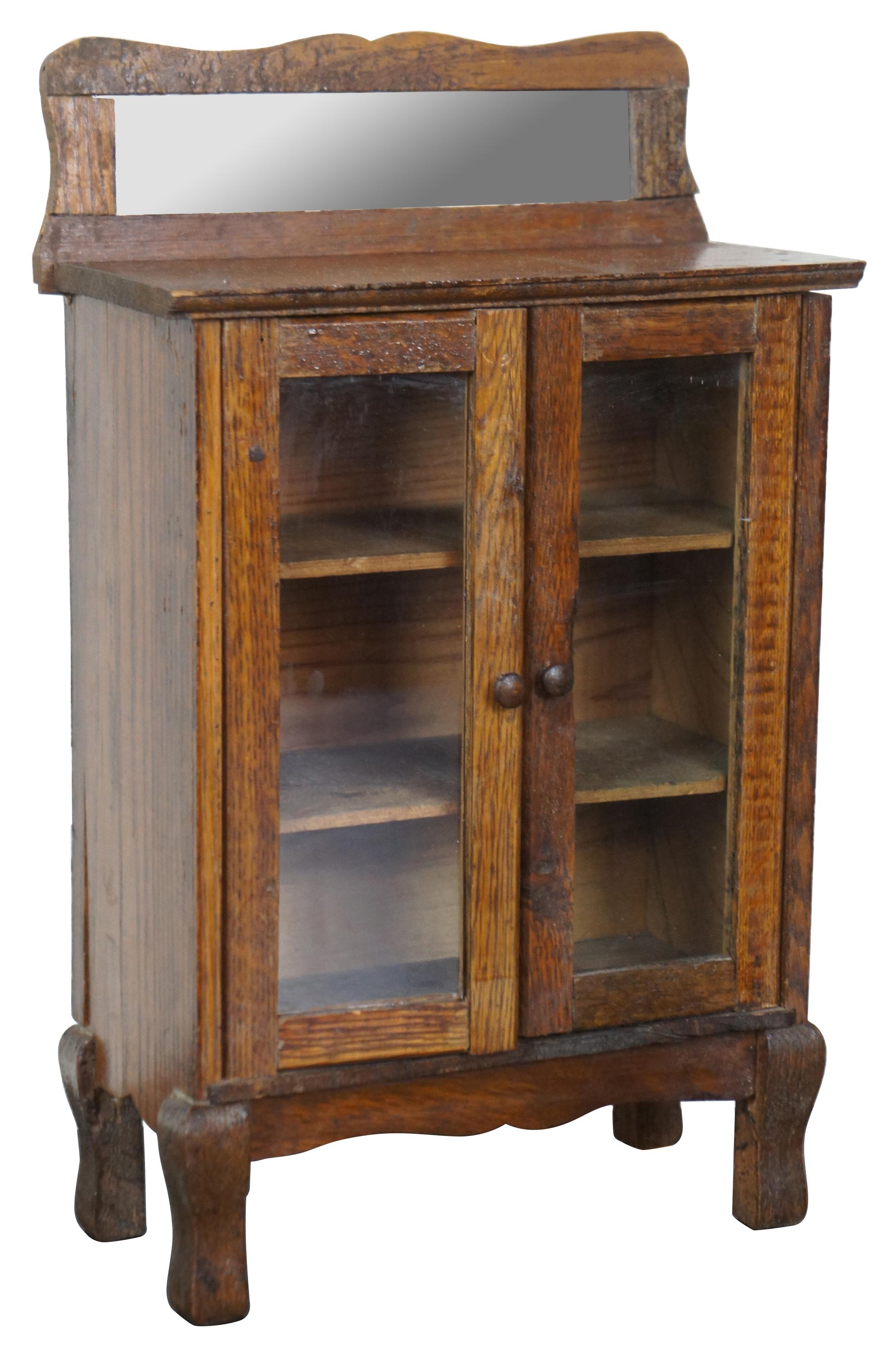 Victorian Salesman Sample Miniature Oak Bookcase Curio Cabinet with ...