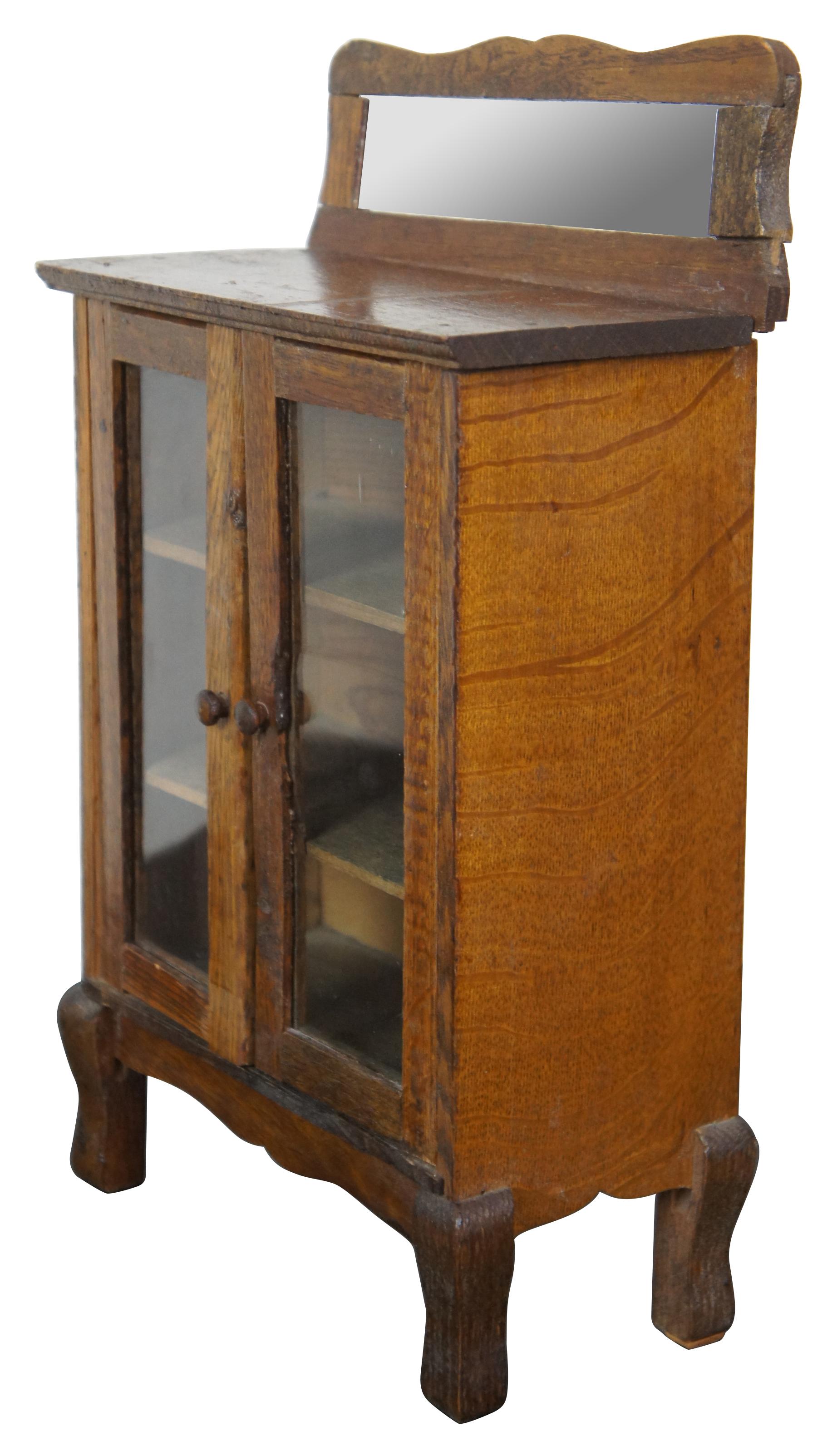 Victorian Salesman Sample Miniature Oak Bookcase Curio Cabinet with ...