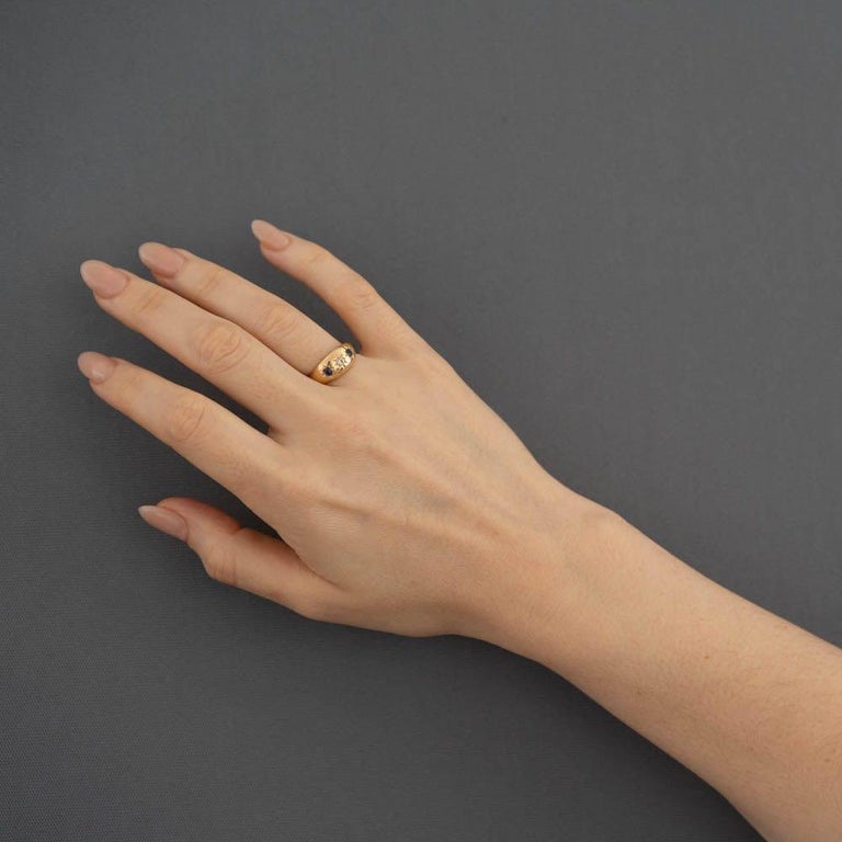 Antique Victorian Sapphire Diamond 18 Carat Gold Gypsy Star Ring For ...