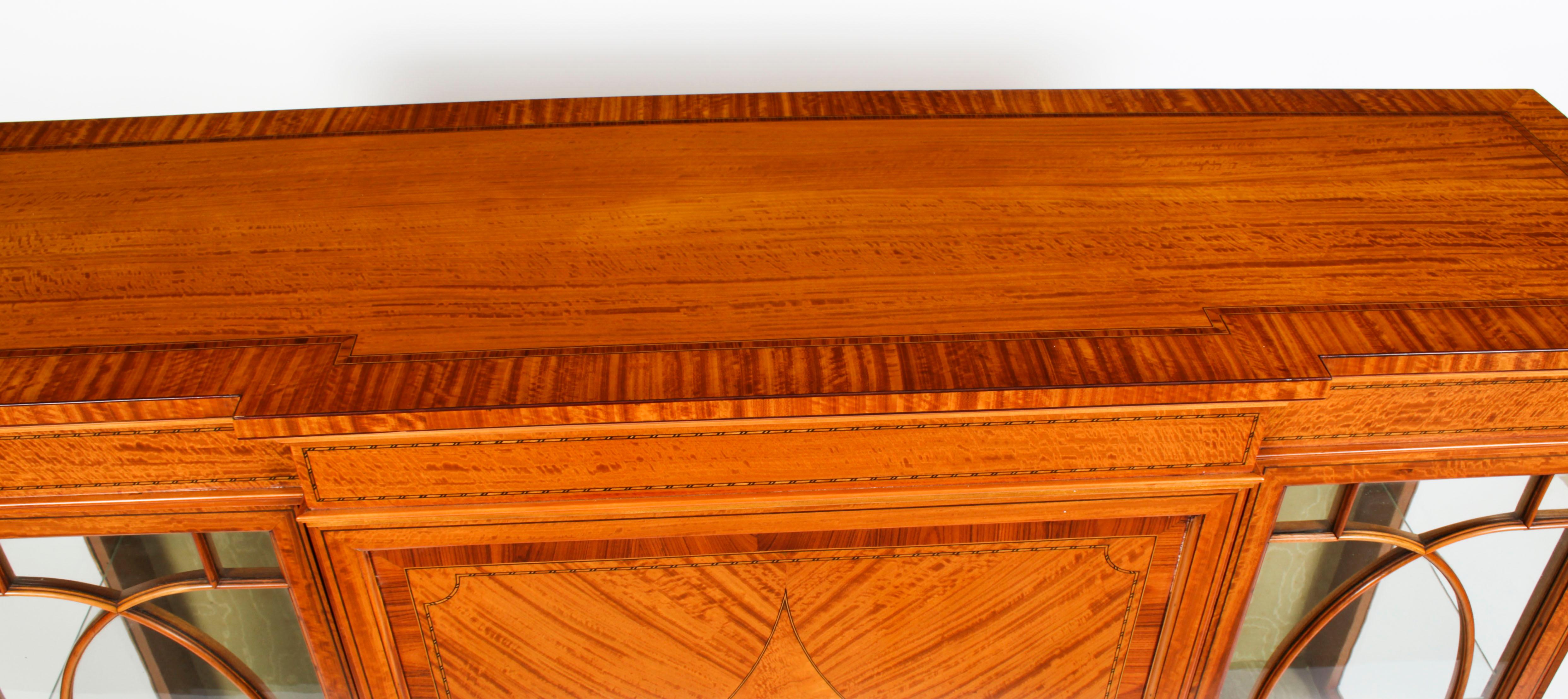 Antique Victorian Satinwood Breakfront Display Cabinet 19th C For Sale ...