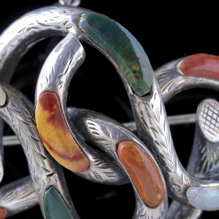 Antique Victorian Scottish Brooch Silver Agate Knot Brooch, circa 1860 ...
