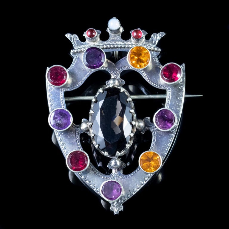 Antique Victorian Scottish Brooch Smoky Quartz Silver, circa 1860 For ...