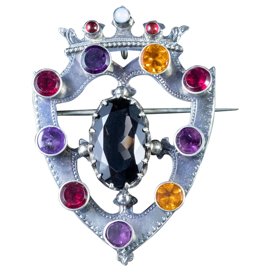 Antique Victorian Scottish Brooch Smoky Quartz Silver, circa 1860 For ...