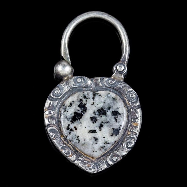 Antique Victorian Scottish Granite Bracelet Heart Padlock Silver, circa ...