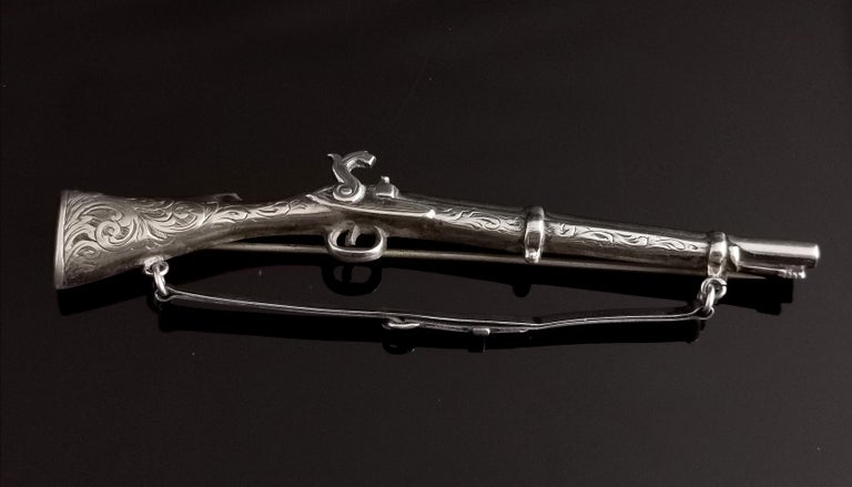 Antique Victorian Scottish Silver Musket Brooch at 1stDibs