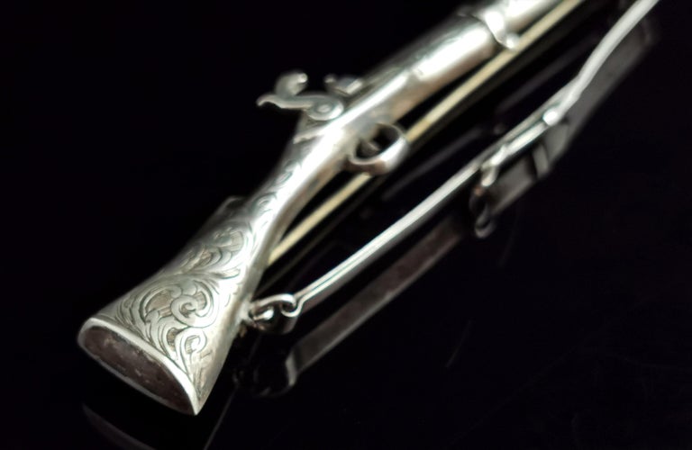 Antique Victorian Scottish Silver Musket Brooch at 1stDibs