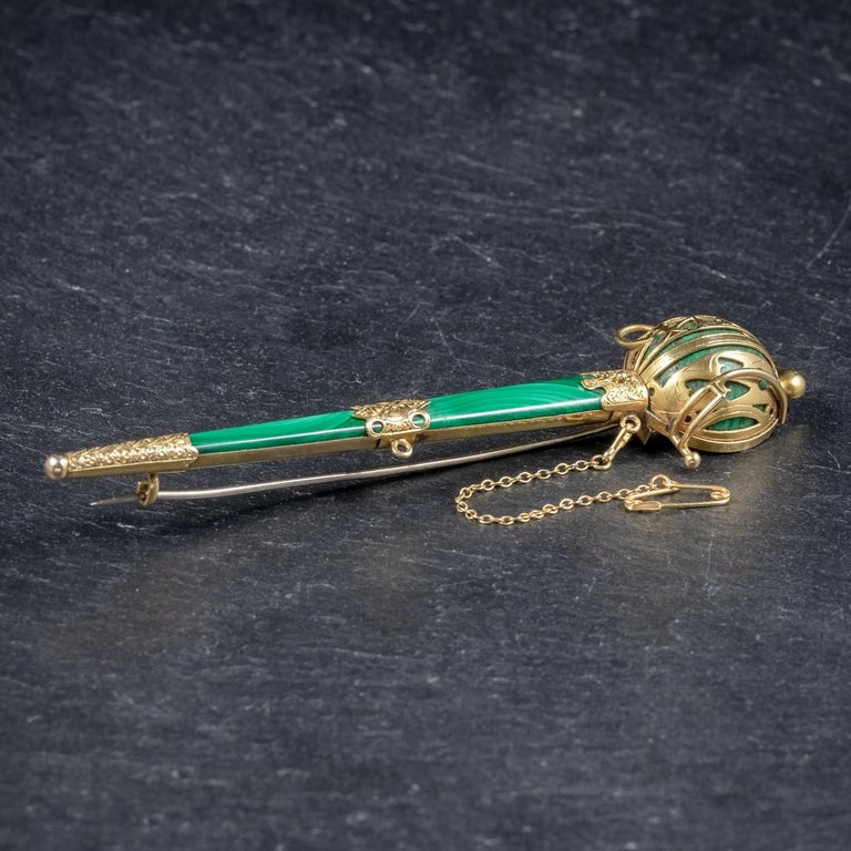 Antique Victorian Scottish Malachite 18 Carat Gold, circa 1860 Sword ...