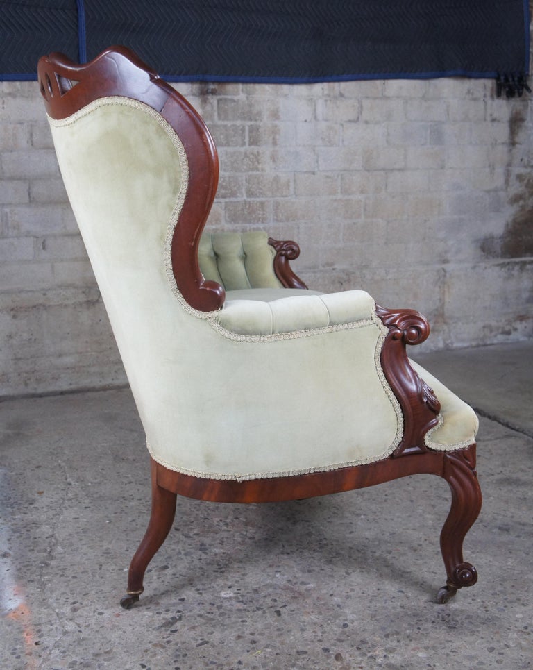 Antique Victorian Serpentine Wingback Parlor Snake Serpent Settee Bench ...