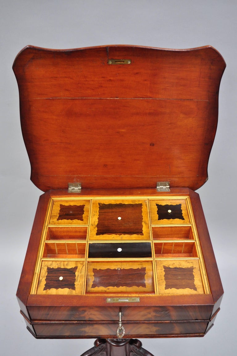 Antique Victorian Sewing Stand Side Table Crotch Mahogany and Walnut ...