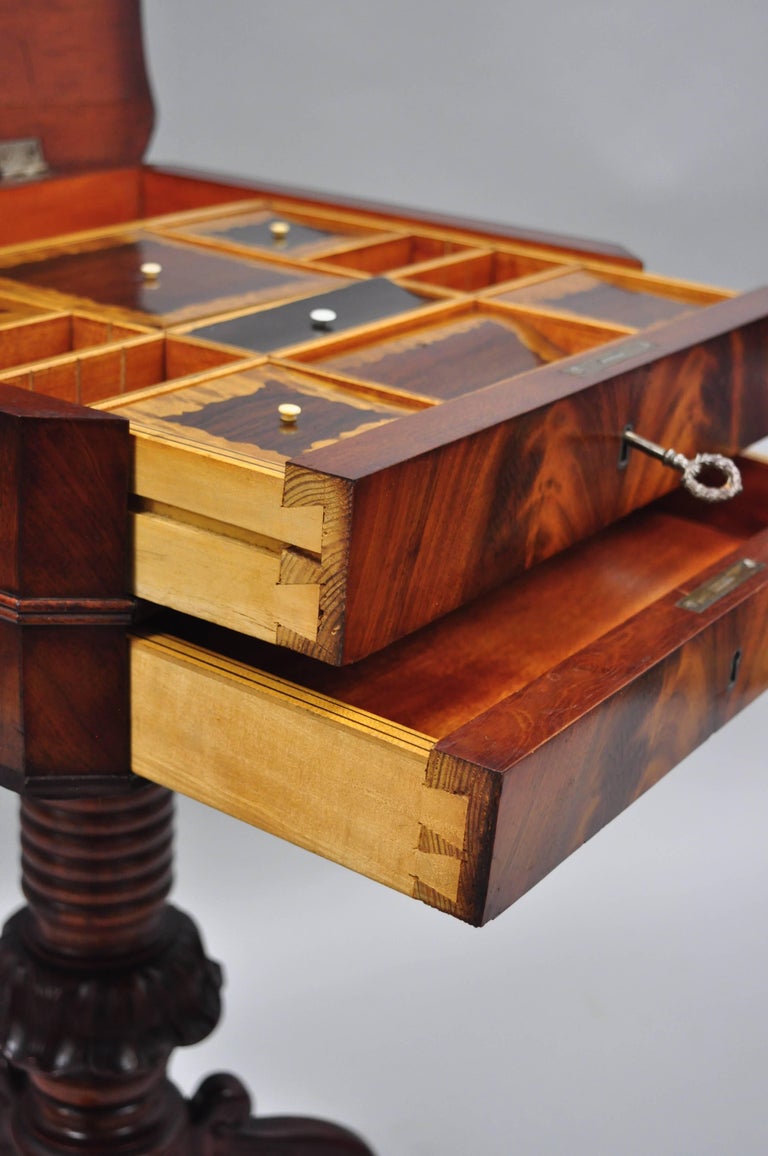 Antique Victorian Sewing Stand Side Table Crotch Mahogany and Walnut ...
