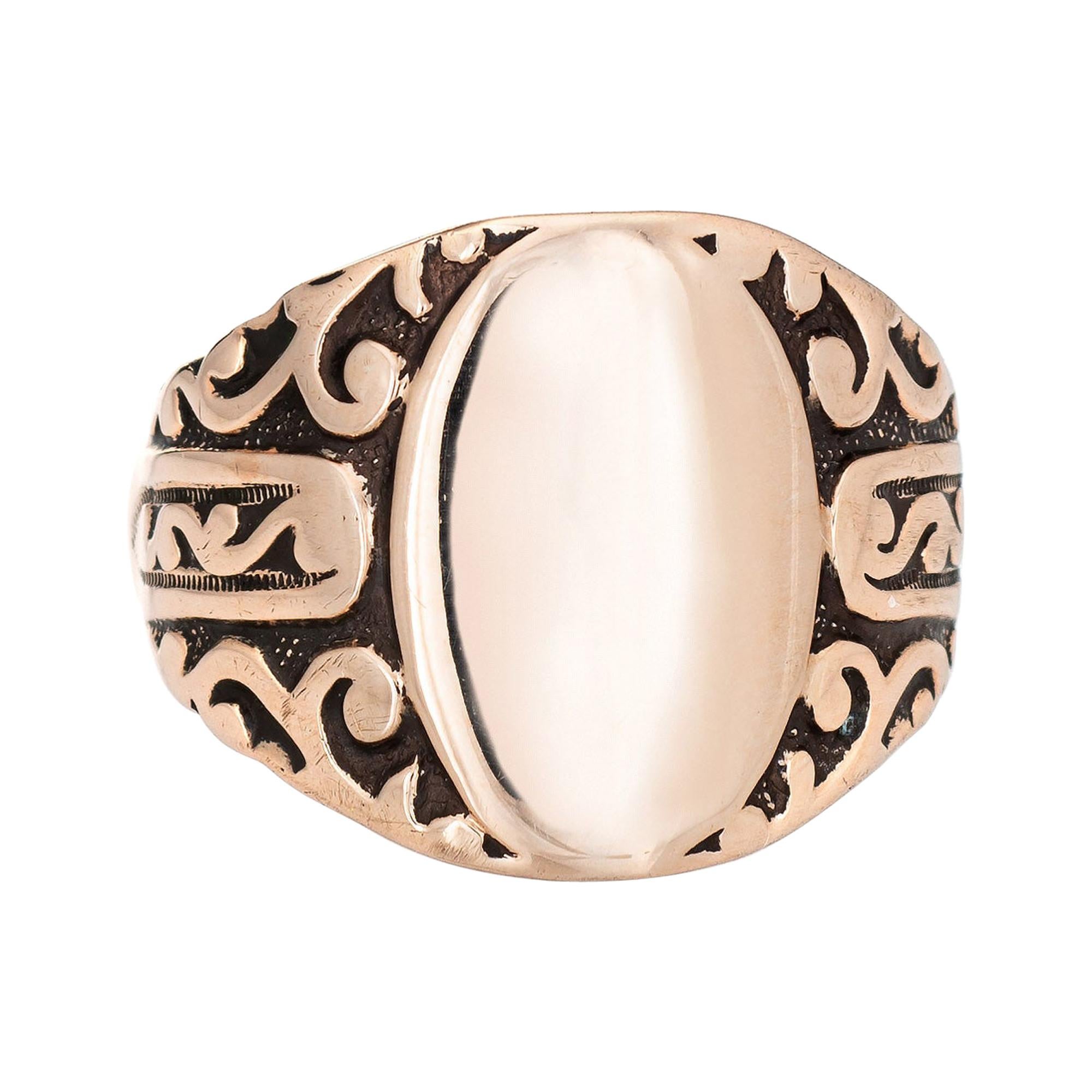 Antique Victorian Signet Ring 9 Karat Rose Gold Vintage Fine Jewelry ...