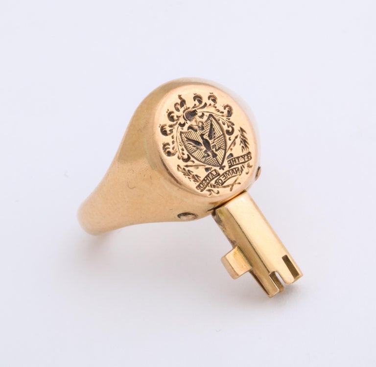 Antique Victorian Signet Ring with Hidden Key Attached at 1stDibs