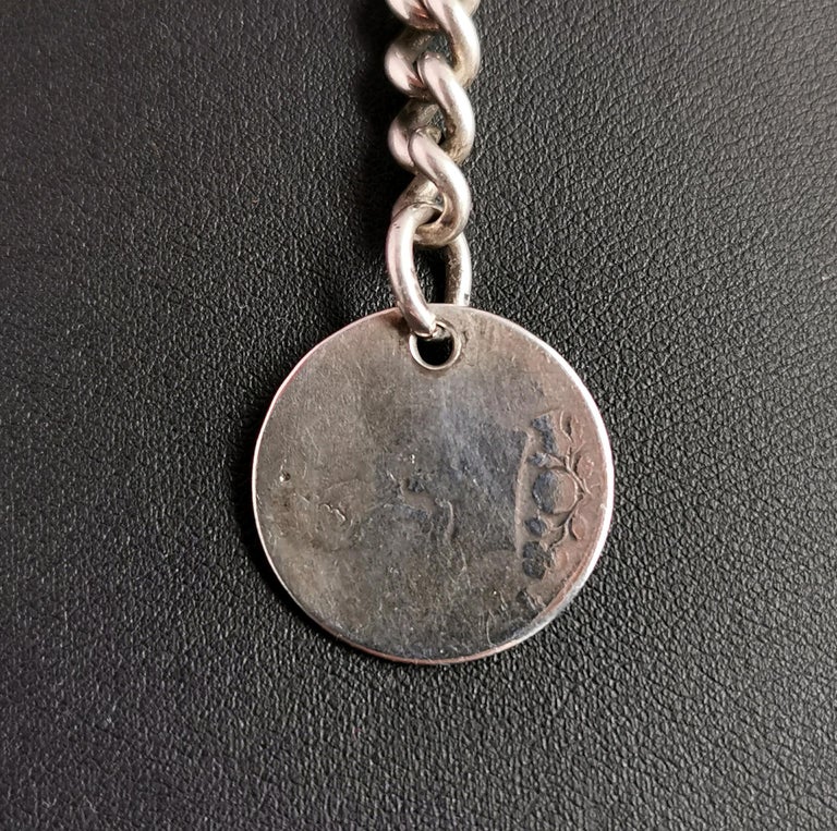 Antique Victorian Silver Albert Chain, Heavy Watch Chain, Coin Fob at ...