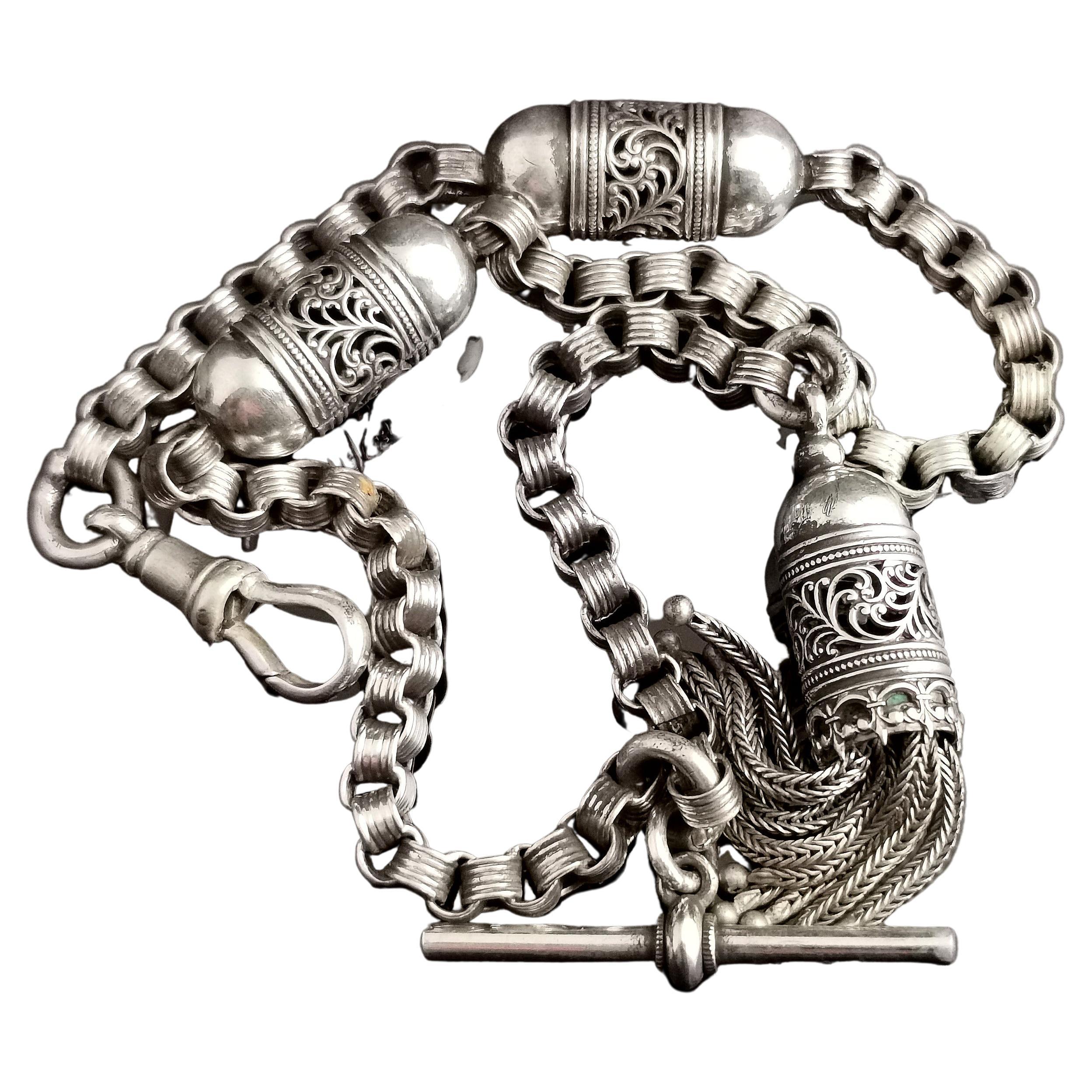 Antique Victorian Niello Silver Chain Necklace at 1stDibs | niello chain