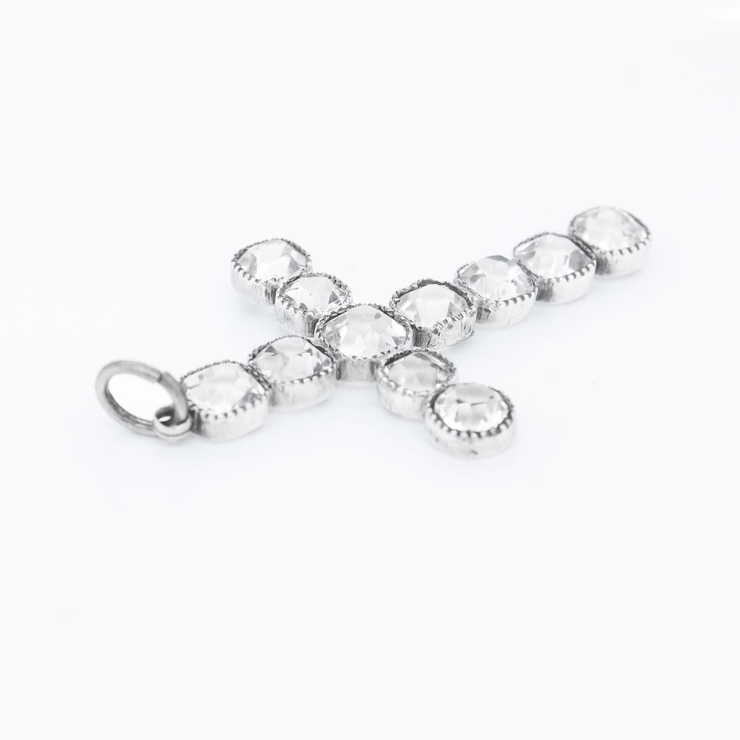 Antique Victorian Silver and Mine Cut Paste Pendant Cross For Sale at ...
