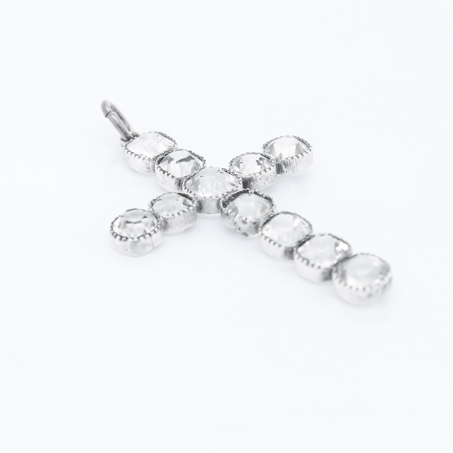 Antique Victorian Silver and Mine Cut Paste Pendant Cross For Sale at ...