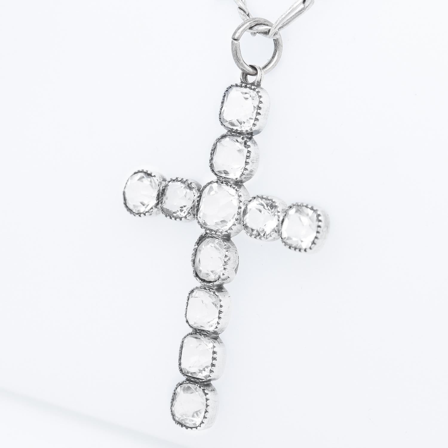 Antique Victorian Silver and Mine Cut Paste Pendant Cross For Sale at ...