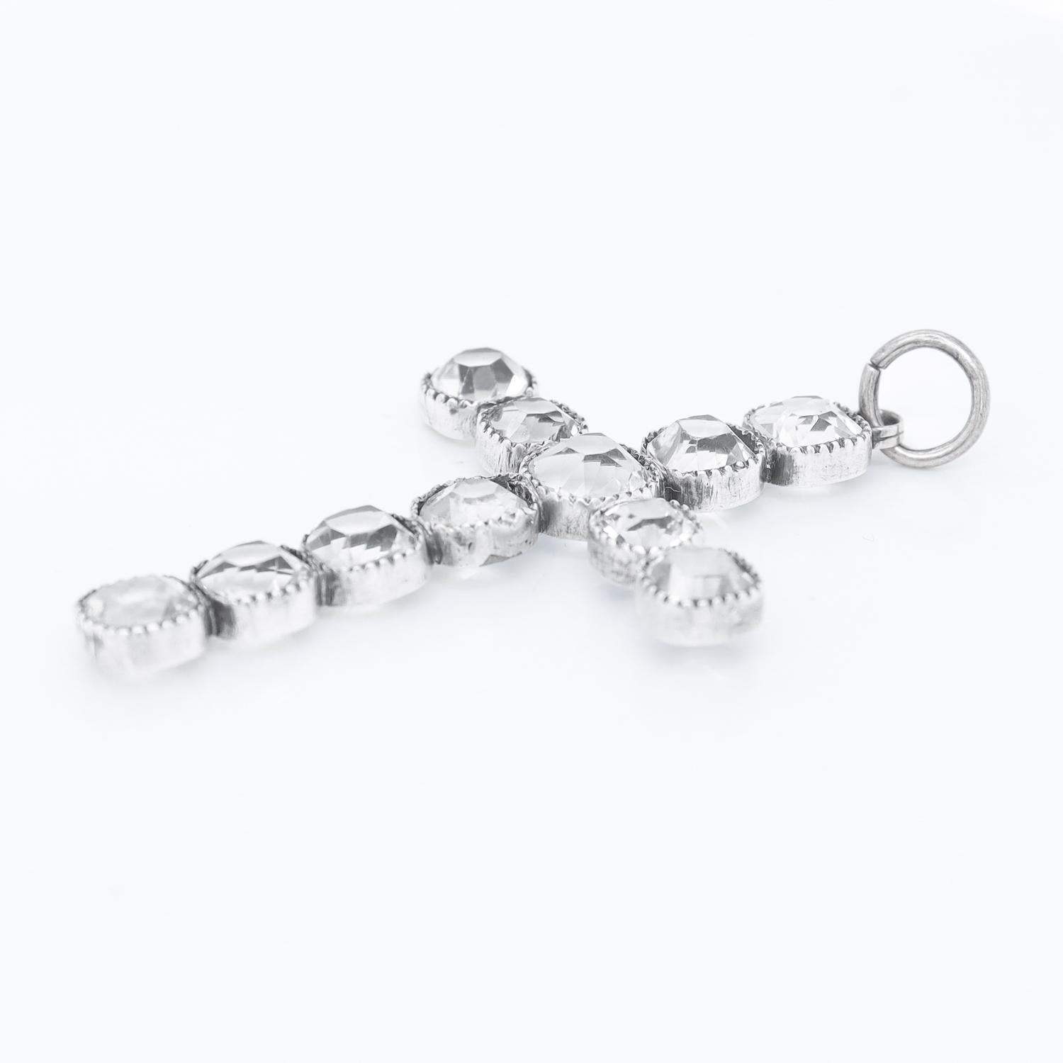 Antique Victorian Silver and Mine Cut Paste Pendant Cross For Sale at ...
